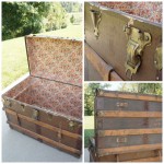 How to Paint a Vintage Trunk - two purple couches