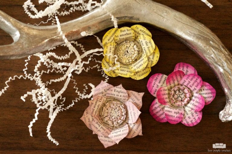 Book Page Flowers - Create with Me DIY Challenge - two purple couches