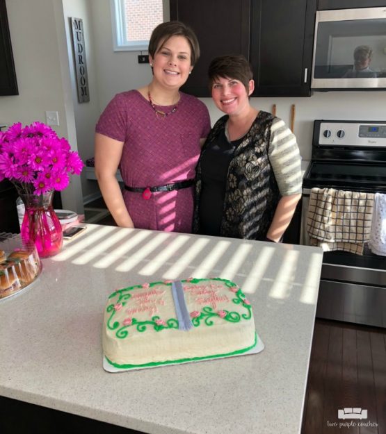 "Build a Library" Baby Shower - two purple couches
