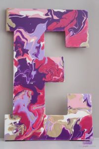 Paint Pour L-O-V-E Letters - two purple couches