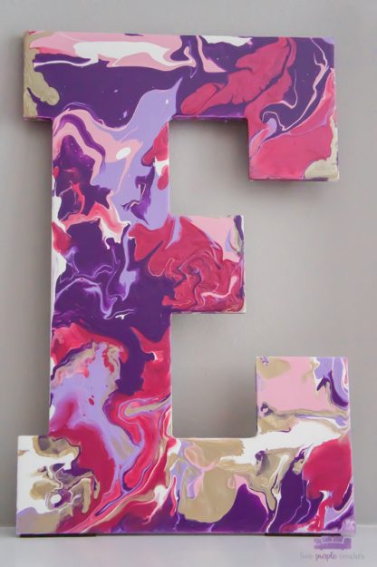 Paint Pour L-O-V-E Letters - two purple couches
