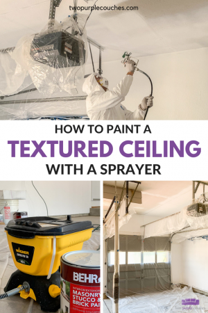 Paint a Textured Ceiling with a Paint Sprayer - two purple couches
